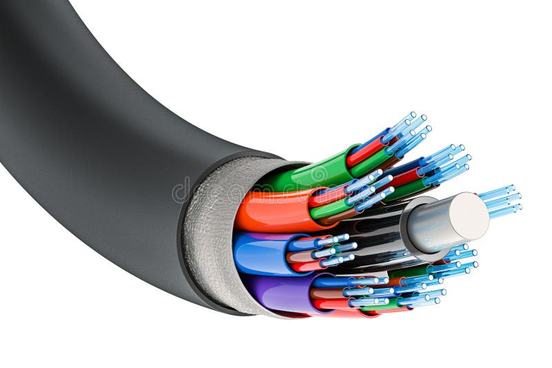Fiber Optical Cable, Cutaway. 3D Rendering Stock Illustration ...