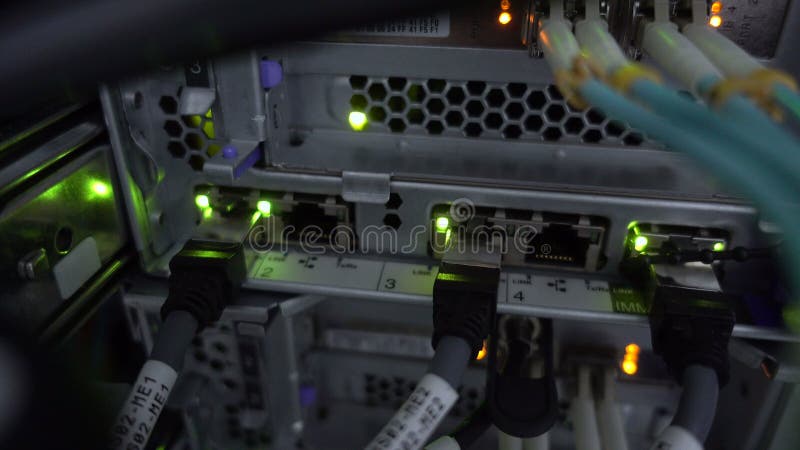 Fiber Optical Connector Interface. Fibre Channel Swich Stock Footage ...