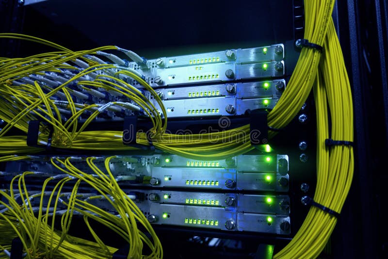 Telecommunication. Optical Cables Stock Photo - Image of light ...