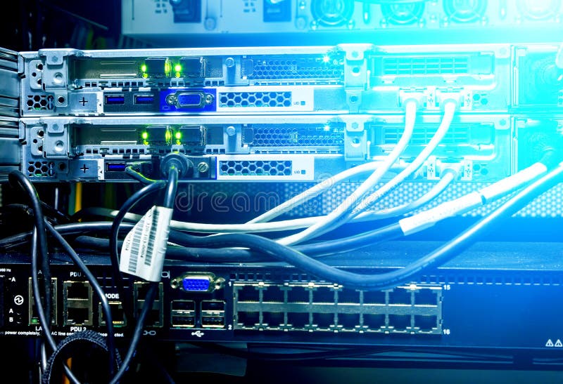 Rack Mounted System Storage Blade Servers Background Selective Focus ...