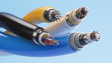 Fiber Optical Internet Cable of Various Types. Cross Section Layers ...