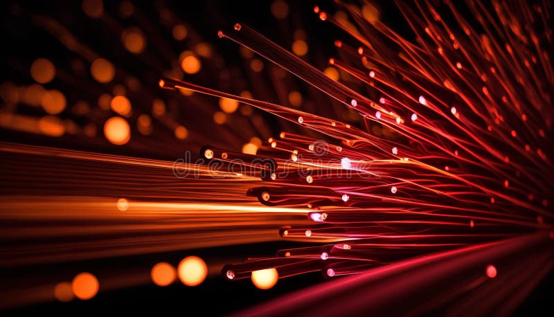 Fiber Optical Network Cable Close Up with Bokeh Light Background Stock ...