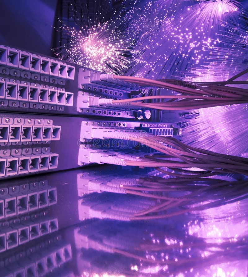 Fiber Optical Network Cables Patch Panel Stock Image - Image of room ...