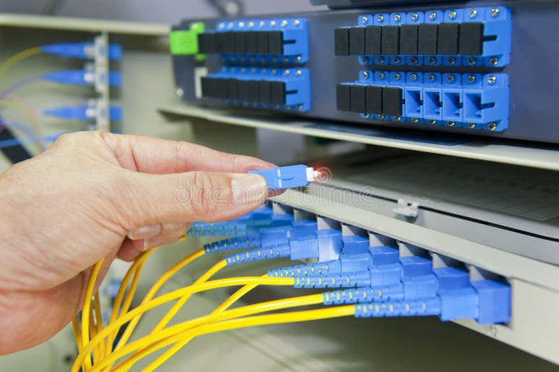 Fiber Optical Network Cables Patch Panel Stock Photo - Image of cords ...