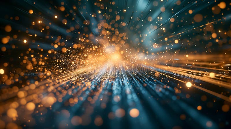 Fiber Optics Burst with Golden Light Trails Stock Illustration ...