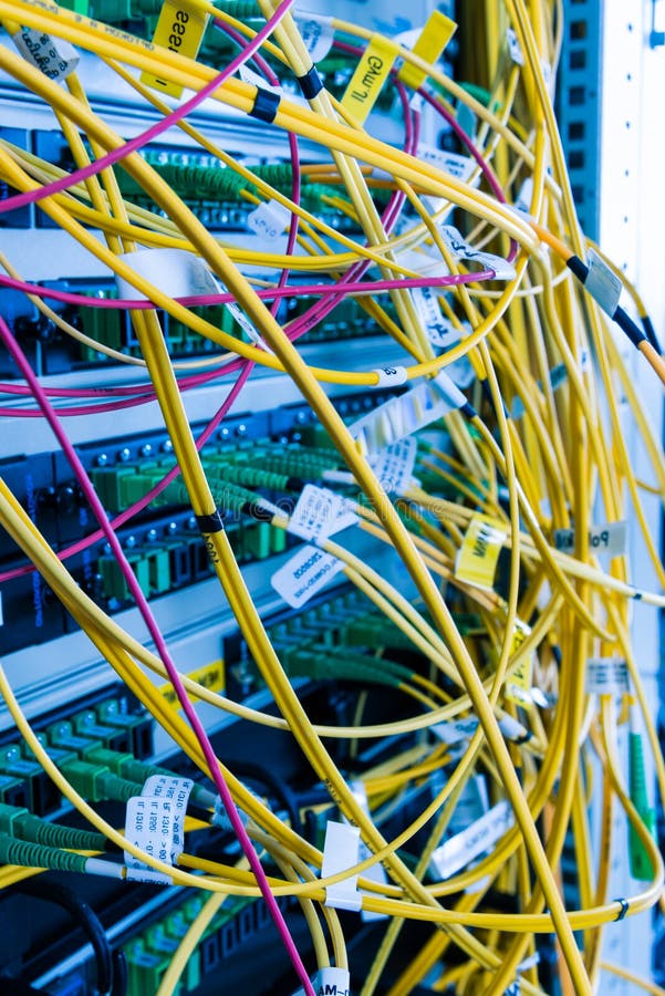 Fiber Optics Cables Connected To Ports Stock Image - Image of link ...