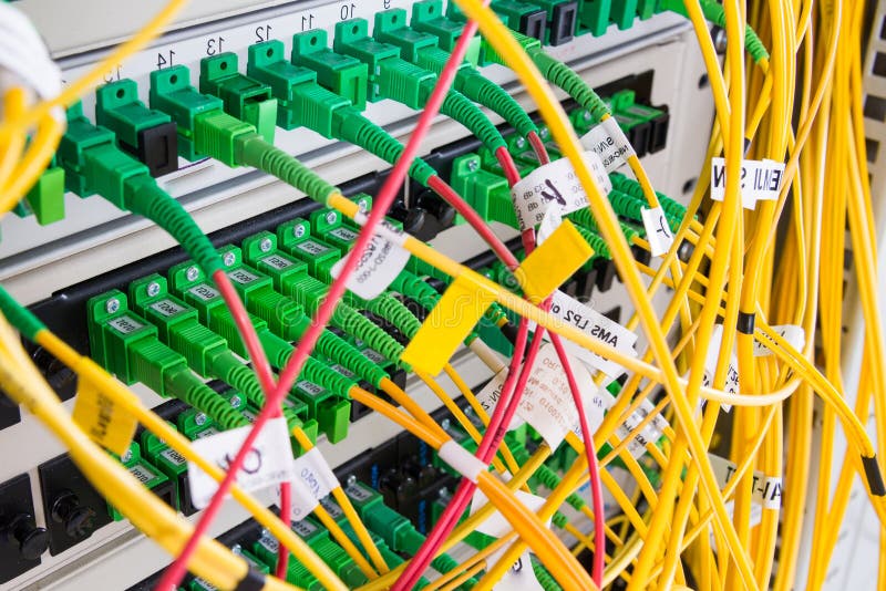 Fiber Optics Cables Connected To Ports Stock Image - Image of ...