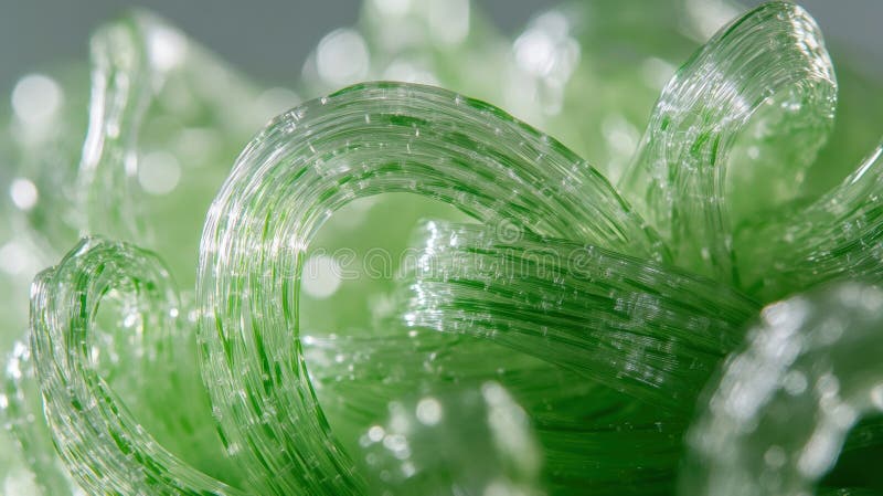 Fiber Optics Creating a Green Abstract Wave Pattern Stock Illustration ...