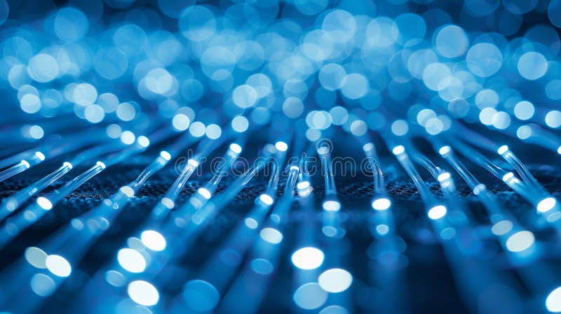 Fiber Optics Glowing in Blue, Abstract Technology Backdrop, Blurred ...