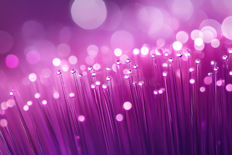 Fiber Optics Strands Glow in Purple Light with Bokeh Effect for ...