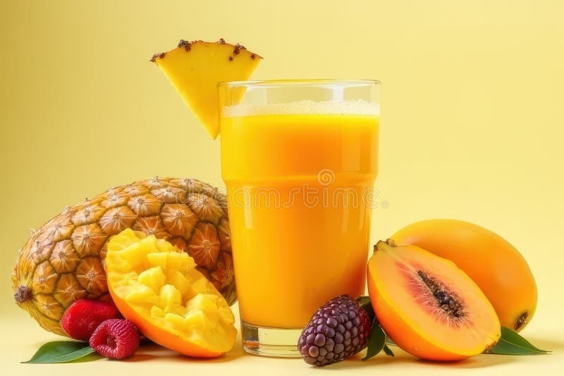 Fiber-Rich Smoothie with Tropical Fruits Stock Illustration ...