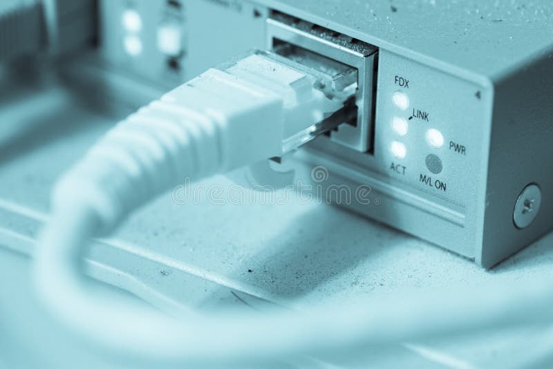 Fiber Wire Connected Internet on Hup Stock Image - Image of data ...