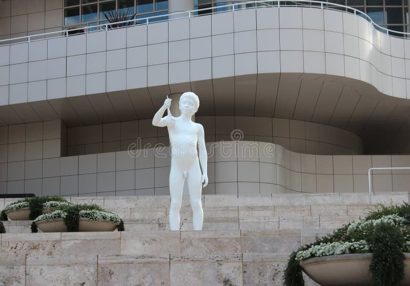 `Boy with Frog`, Sculpture by Charles Ray at the Stairway of the Getty ...