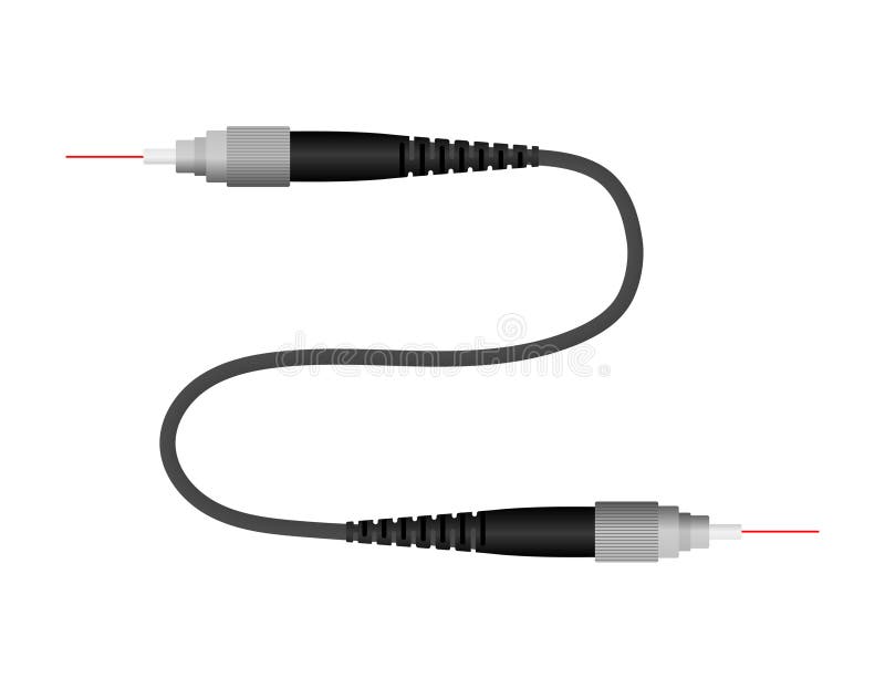 Fiber Optic Cable with SC, LC, FC and ST Connector. Vector Illustration ...