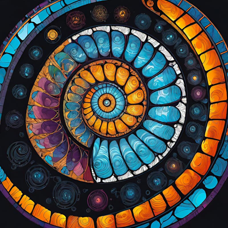 Fibonacci Sequence Circular Spiral Illustration for Adults, Beautiful ...