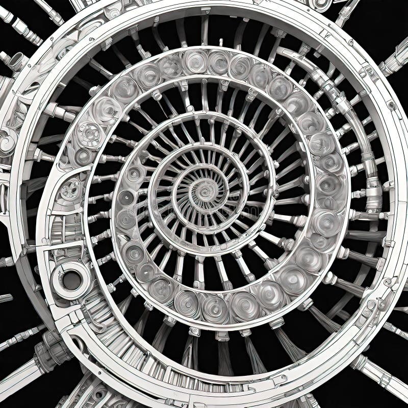 Fibonacci Sequence Circular Spiral Illustration for Adults, Beautiful ...