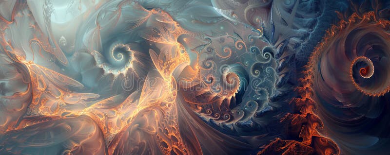 The Fibonacci Sequence Depicted In An Abstract Form With Swirling Lines And Curves Creating A