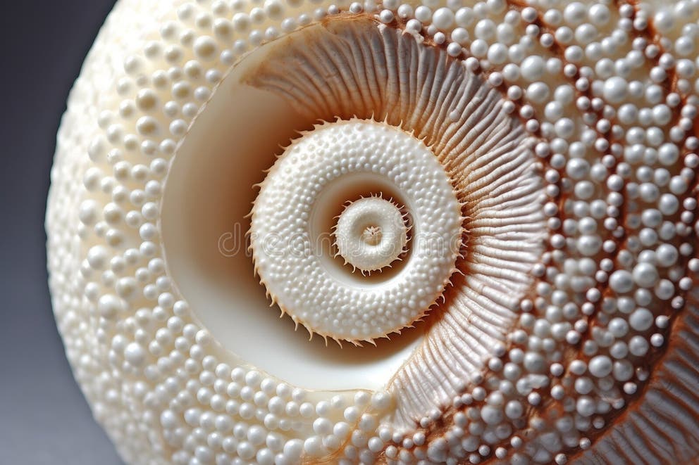 Fibonacci Sequence in Nautilus Shell Close-up Stock Illustration ...