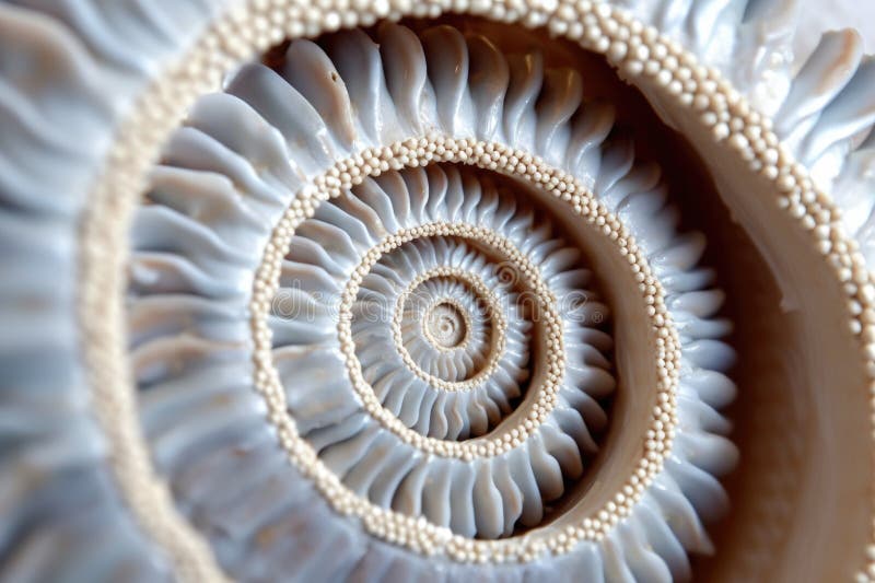 Fibonacci Spiral in a Nautilus Shell Close-up Stock Illustration ...