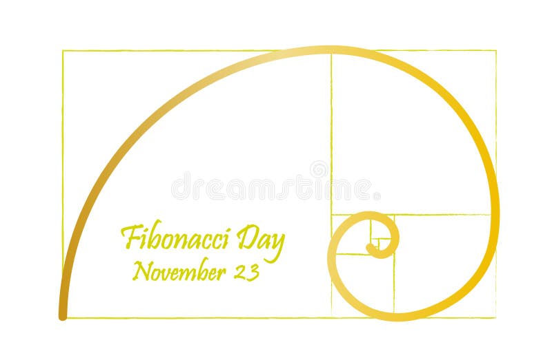 Fibonacci-Tag am 23. November Goldene Spirale Vektor Abbildung ...