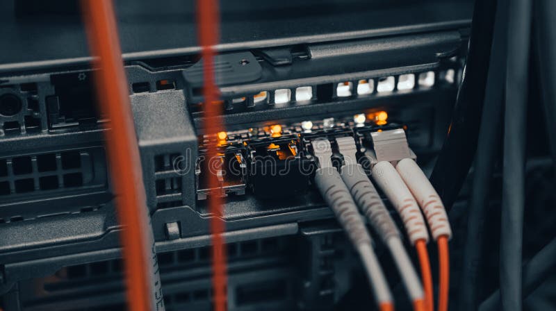 Fibre Channel Cables Connected To Server Stock Photo - Image of ...