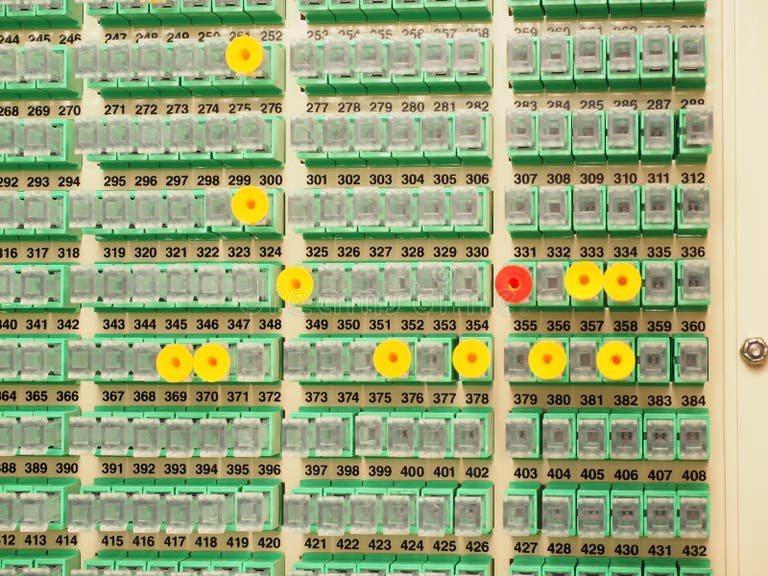 Fibre Distribution Panel with Identification Plugs Stock Image - Image ...