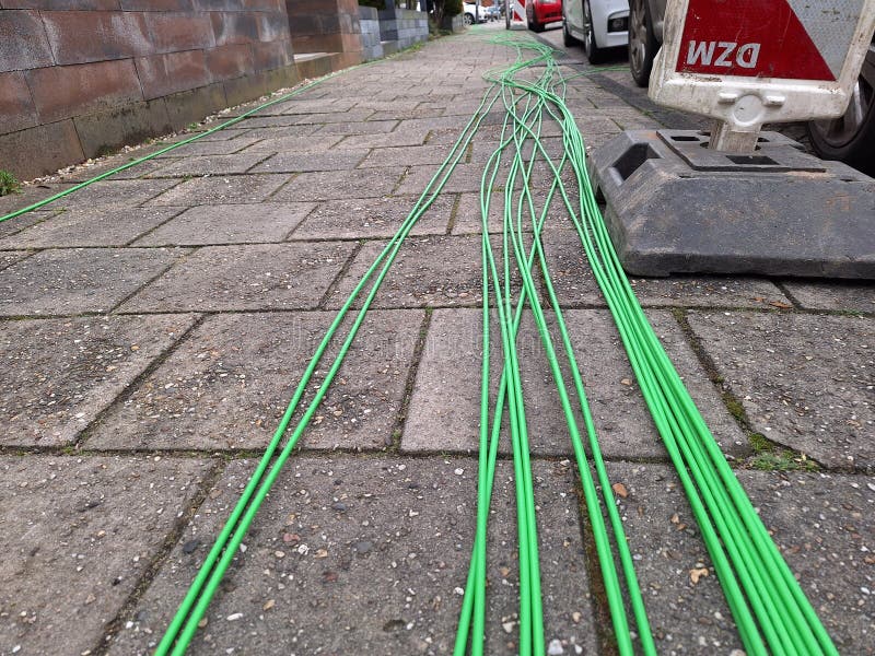 Fibre Optic Cables Ready on the Pavement To Be Buried for High-speed ...