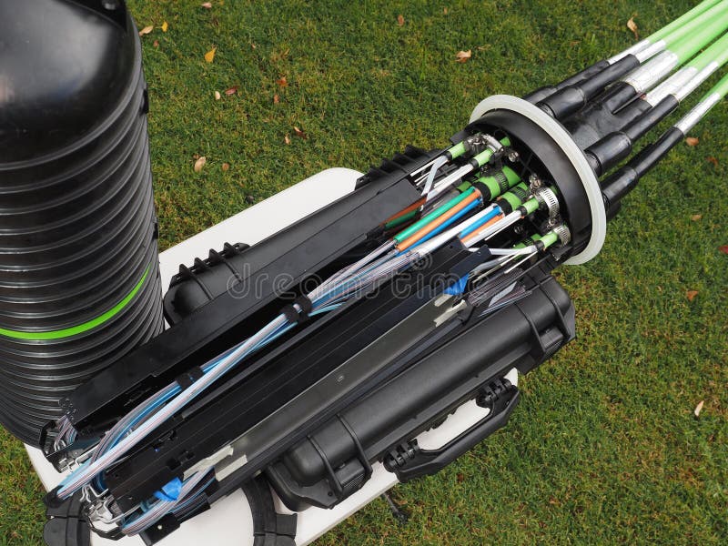 Fibre Optic Mass Closure with Cable Entry Ports Stock Photo - Image of ...