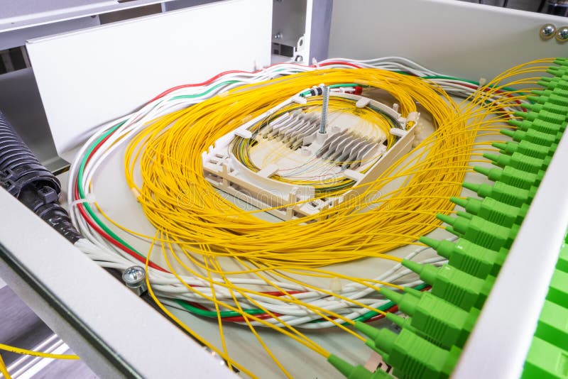 Fibre Optic Splice Tray in Optical Distribution Frame Stock Image ...