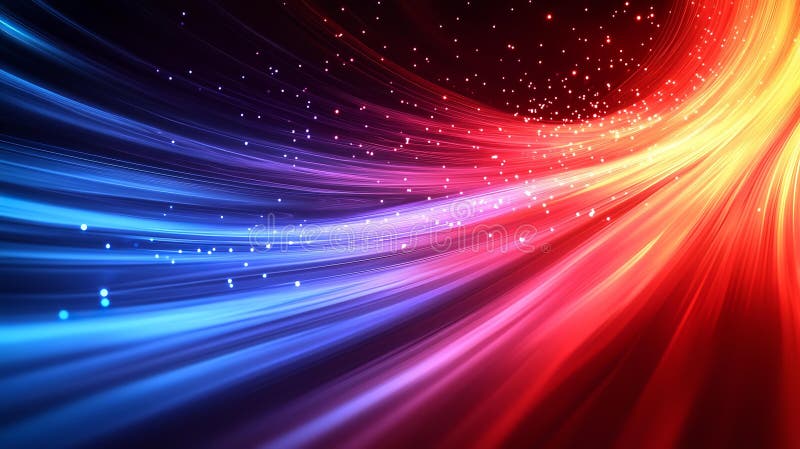 Fibre Optics Connections Background with Neon Lights and Copy Space ...