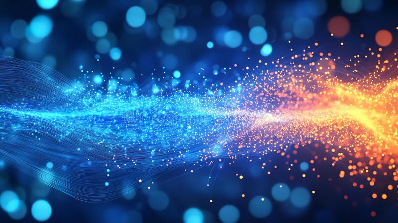 Fibre Optics Connections Background with Neon Lights and Copy Space ...