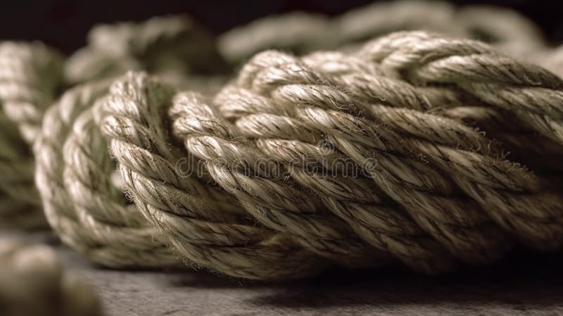 The Fibrous and Stringy Texture of a Rope with Blurry Background - Generative AI Stock ...