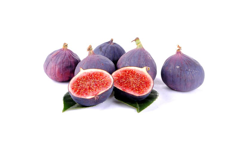 Fichi Viola Sopra I Fogli Su Bianco Immagine Stock - Immagine di ...