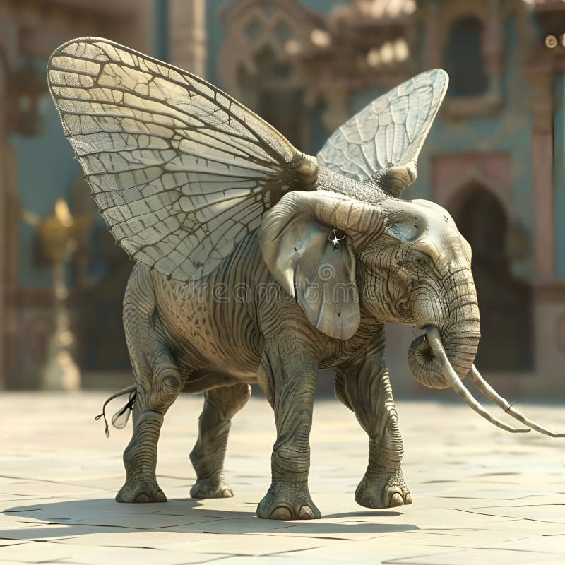 Fictional Animated Character Elephant with Wings Stock Illustration ...