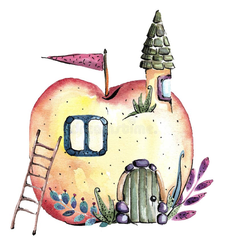 Fictional apple house. stock illustration. Illustration of focus ...