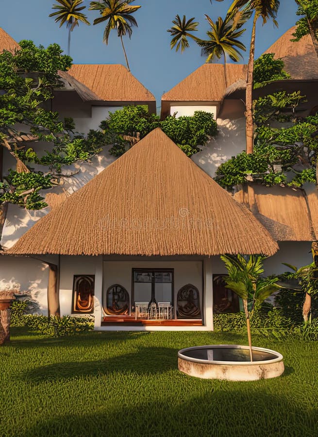 Fictional Mansion in Beira, Sofala, Mozambique. Stock Illustration - Illustration of summer ...