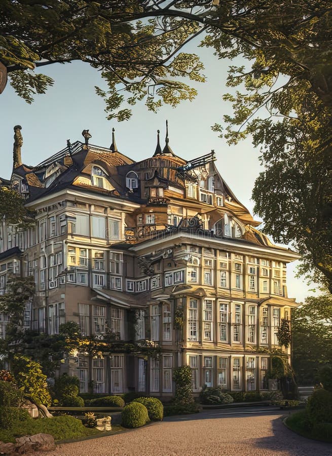 Fictional Mansion in Hamburg, Hamburg, Germany. Stock Illustration ...