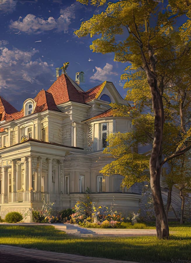 Fictional Mansion in Khmelnytskyi, Khmel’nyts’ka Oblast’, Ukraine. Stock Illustration ...