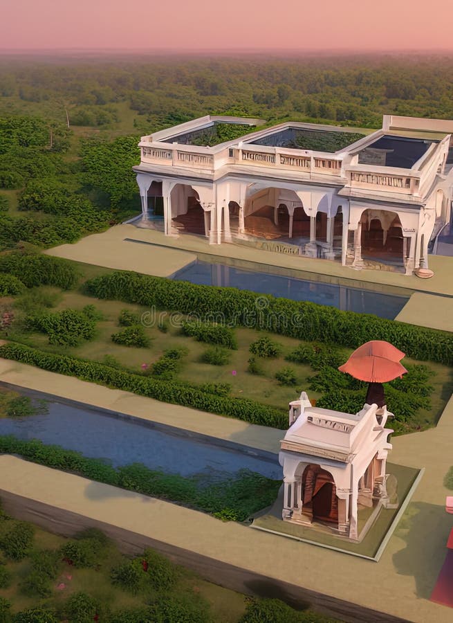 Fictional Mansion in Mahbubnagar, Telangana, India. Stock Illustration ...