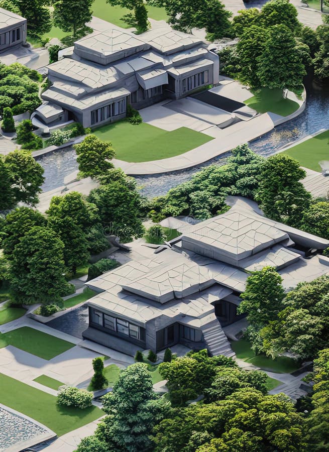 Fictional Mansion in Markham, Ontario, Canada. Stock Illustration ...