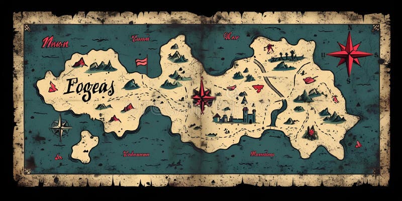 Fictional Map of a Non-existing World, AI-generated. Stock Illustration ...