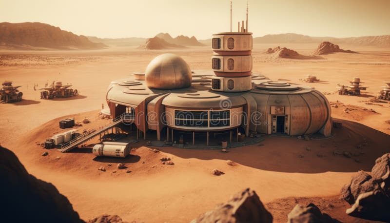 Fictional Mars Base, Generative AI Stock Illustration - Illustration of ...
