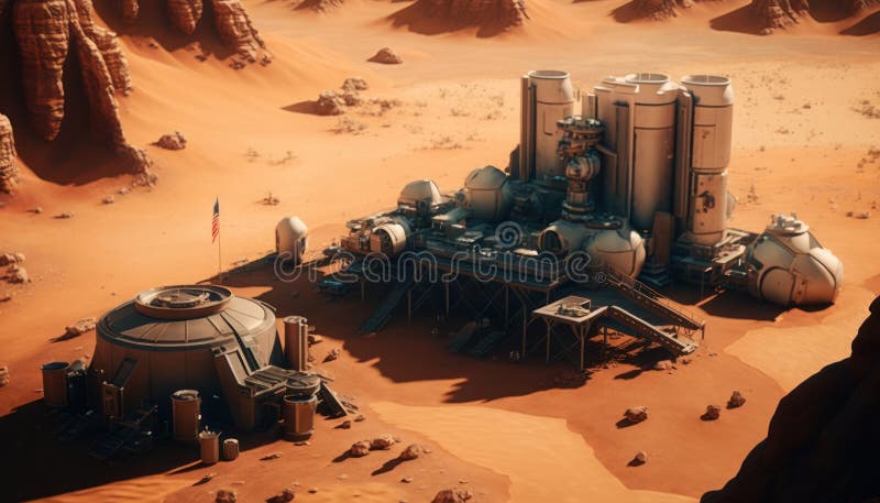 Fictional Mars Base, Generative AI Stock Illustration - Illustration of ...