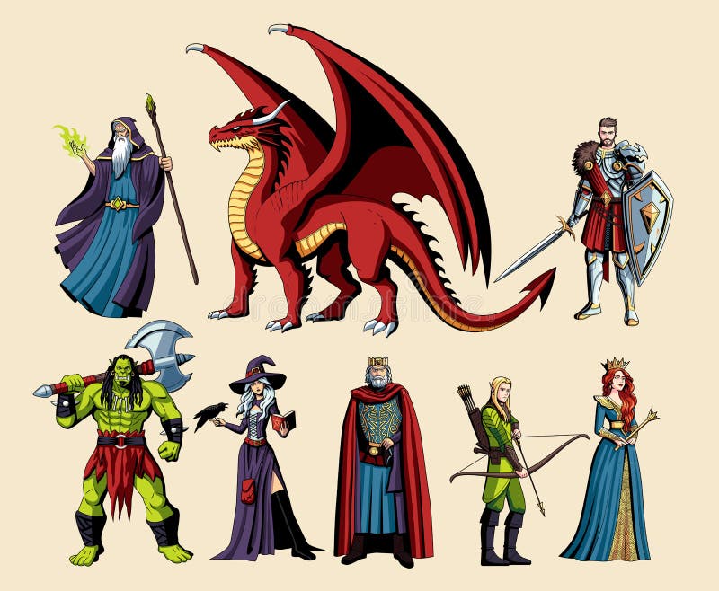 Fictional and Mythological Characters Stock Vector - Illustration of ...