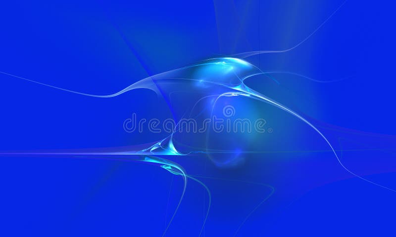Fictional Neural Luminescent Creature in Blue Abyss. Ocean or Deep ...