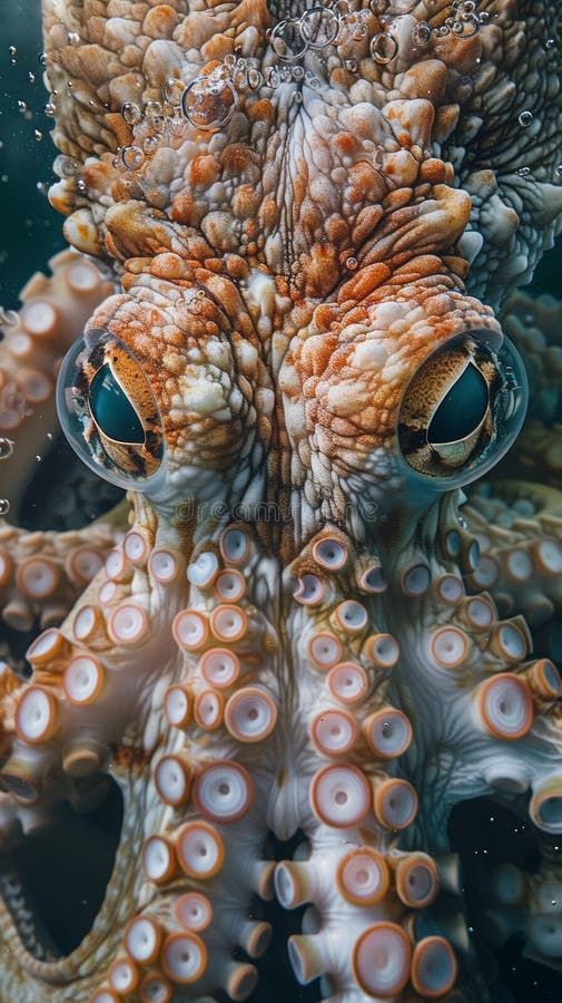 A Fictional Octopus with Large Eyes and Tentacles Underwater, AI Stock ...