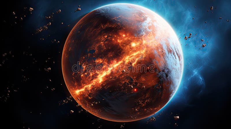 Fictional planet in space. stock illustration. Illustration of ...