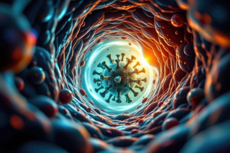 Fictional Representation of Virus Inside Host Cell Nucleus with ...