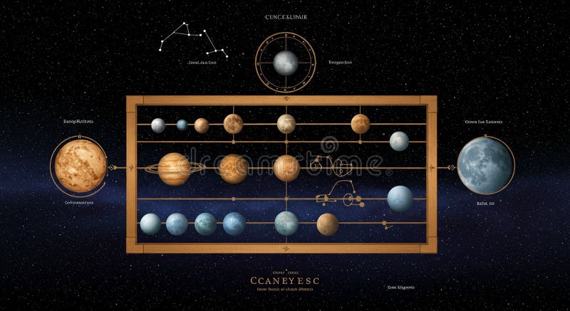 Fictional Solar System Illustration with Planets and Constellations ...