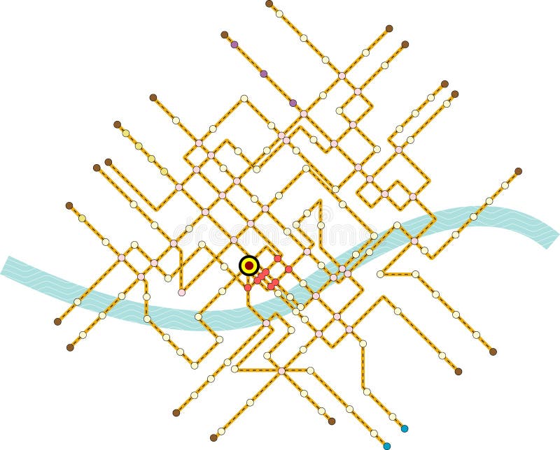 Fictional Subway Map, Public Transport Map Stock Vector - Illustration ...